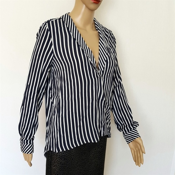 Zara | Tops | Zara Asymmetric Crossover Striped New Top Xsmxl | Poshmark